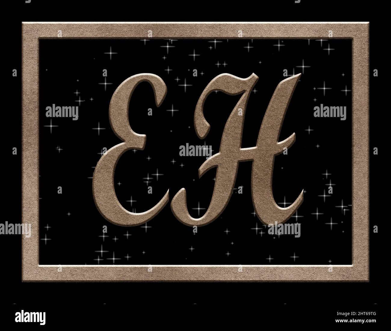 Signature with the two capital letters EH , crystal Stock Photo - Alamy