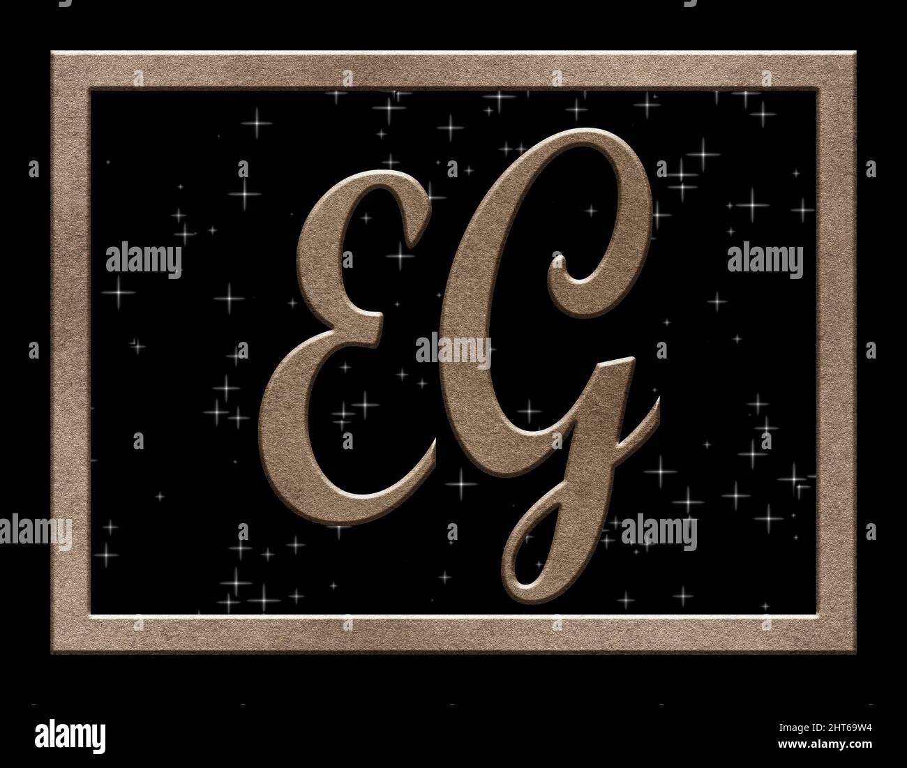 Signature with the two capital letters EG , crystal Stock Photo - Alamy