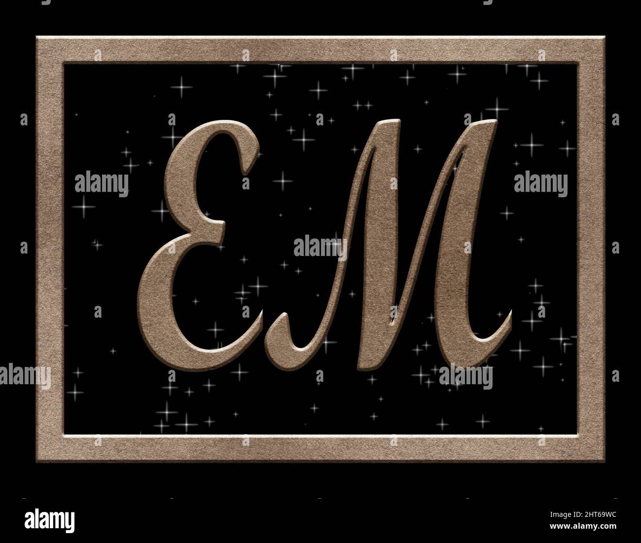 Signature with the two capital letters EM , crystal Stock Photo - Alamy