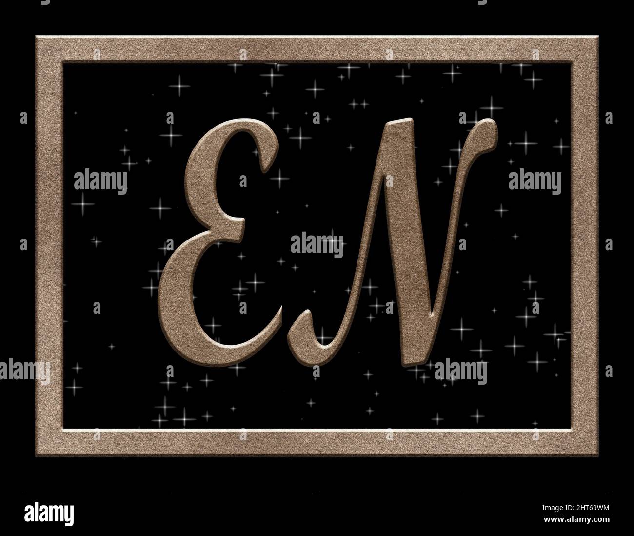 Signature with the two capital letters EN , crystal Stock Photo - Alamy