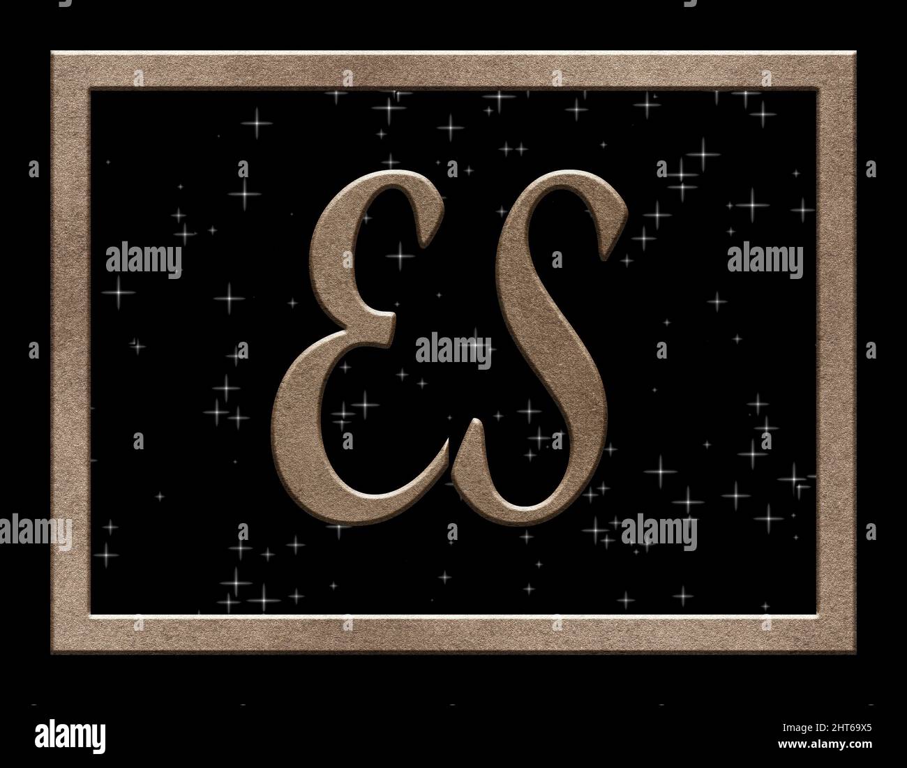 Signature with the two capital letters ES , crystal Stock Photo - Alamy