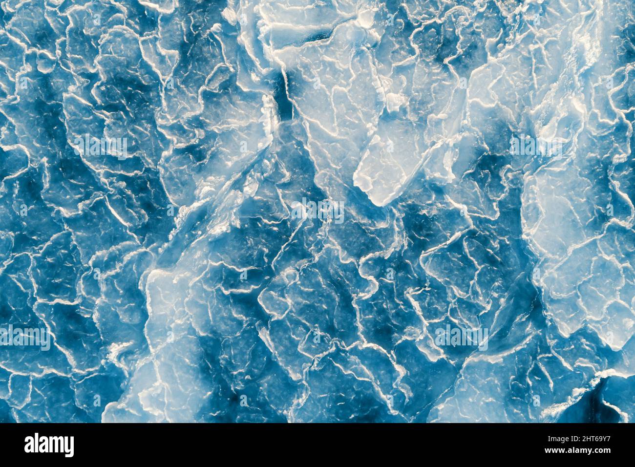 Aerial top down view of ice surface. Frozen sea surface texture Stock ...