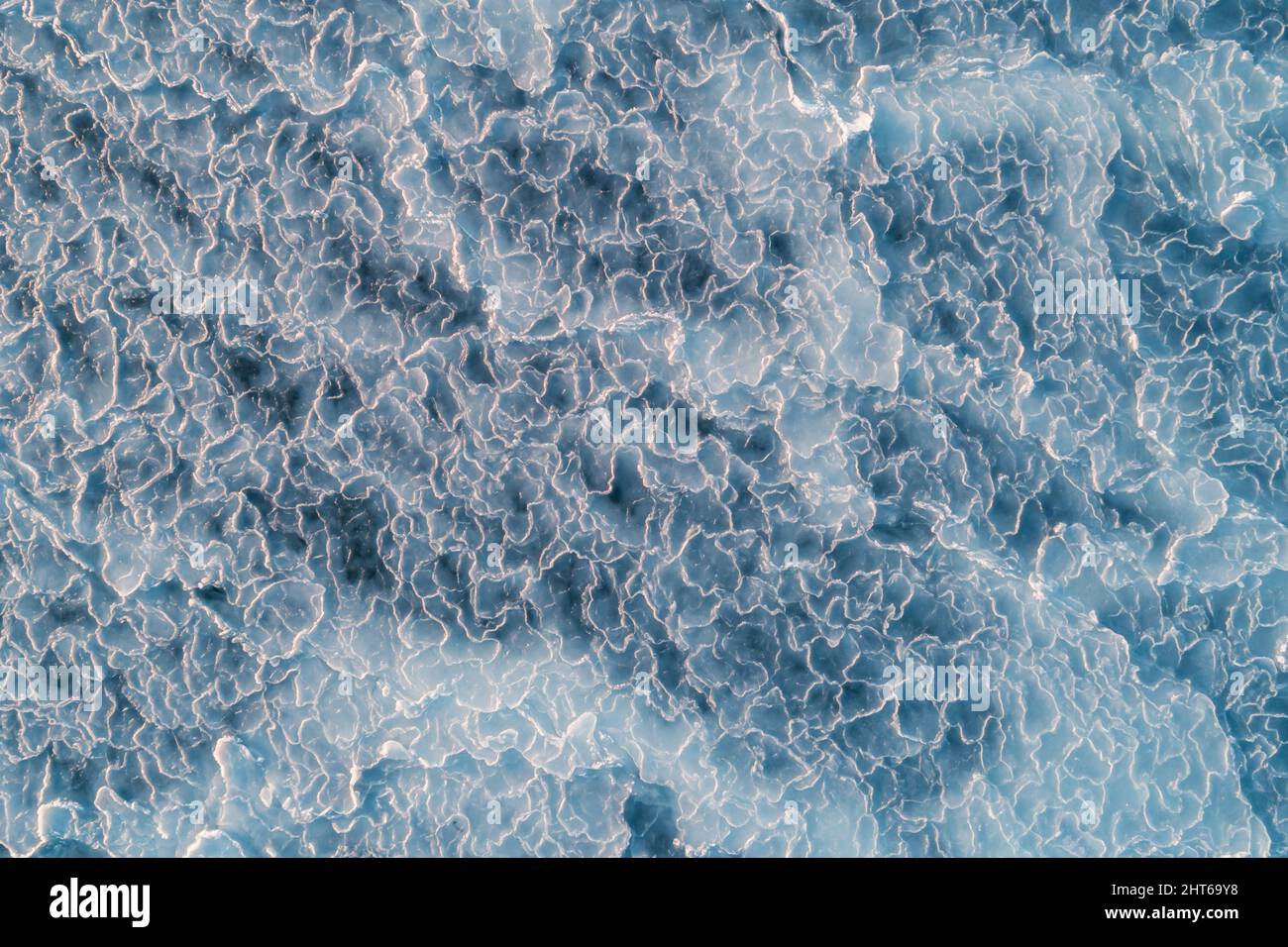 Aerial top down view of ice surface. Frozen sea surface texture Stock ...