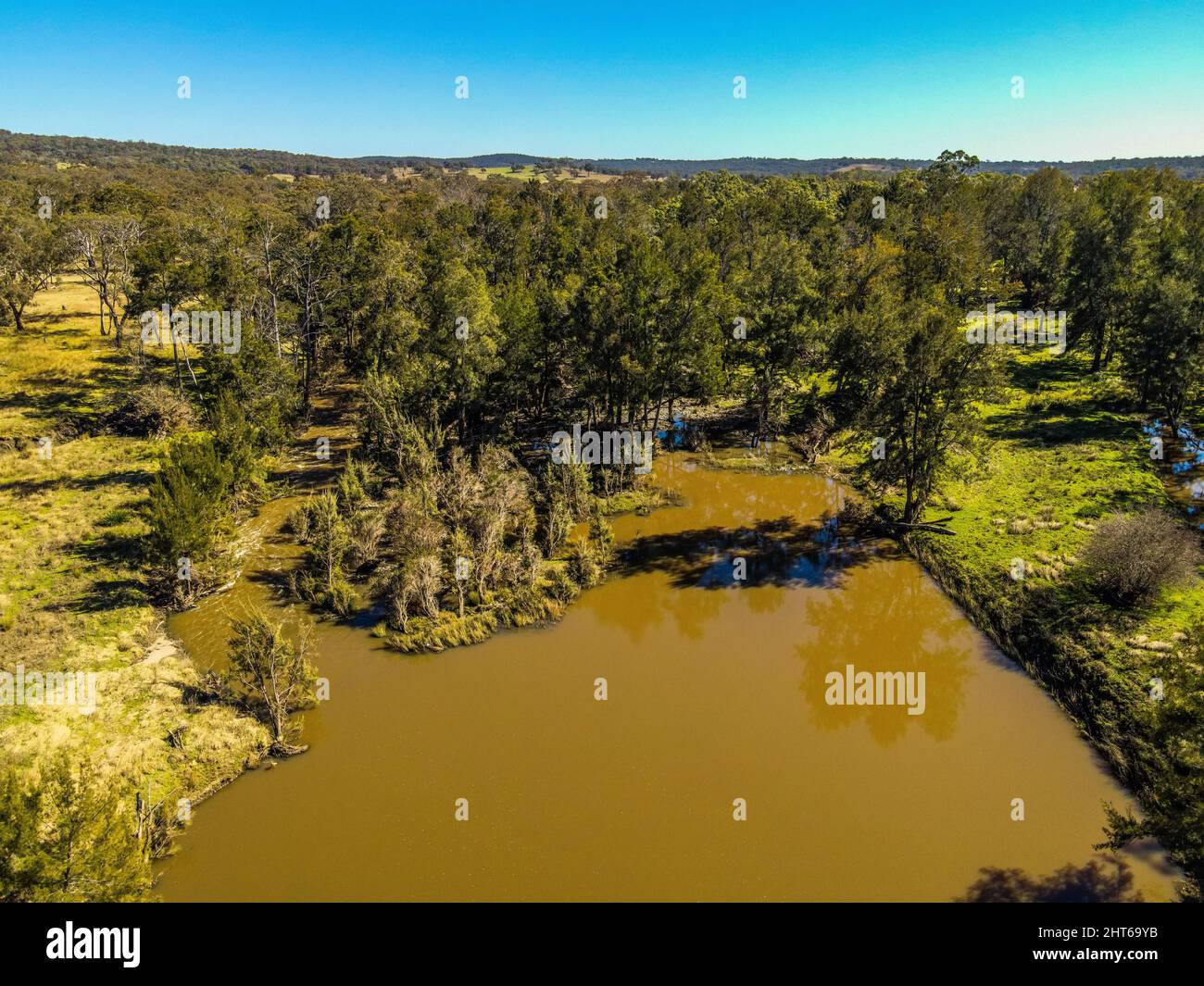 Breathtaking aerial view of the Severn River, Strathbogie, NSW ...