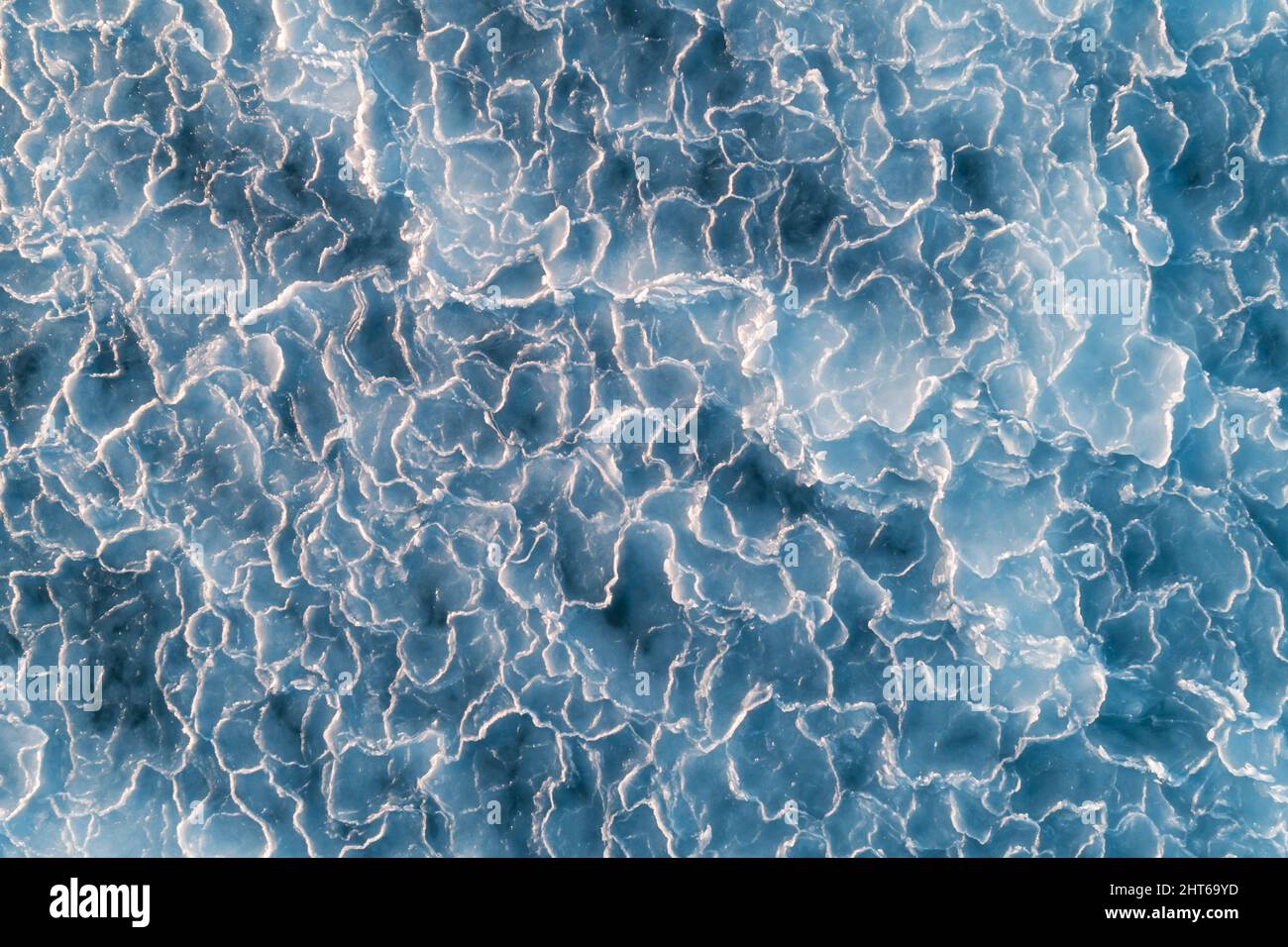 Aerial top down view of ice surface. Frozen sea surface texture Stock ...