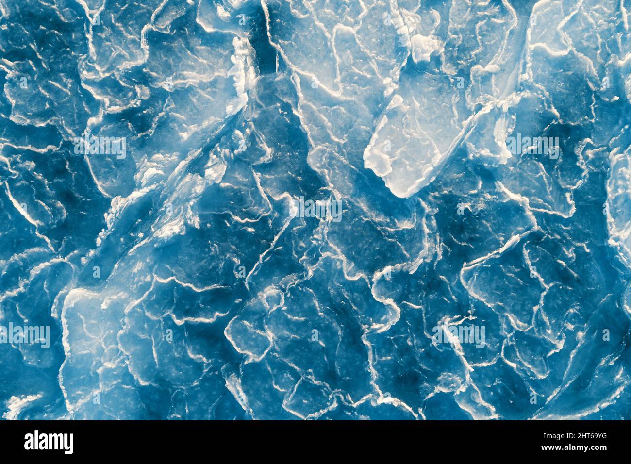 Aerial top down view of ice surface. Frozen sea surface texture Stock ...
