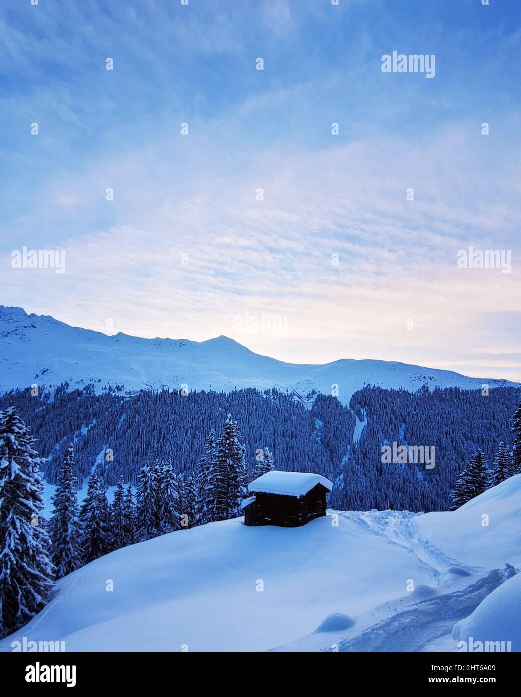 Beautiful view of snowy mountains in Switzerland Stock Photo - Alamy
