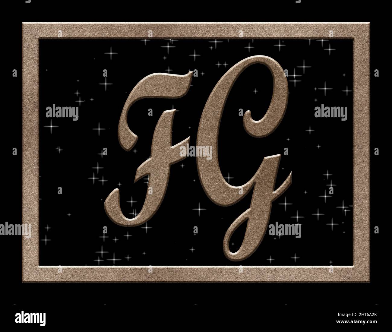 Signature with the two capital letters FG , crystal Stock Photo - Alamy