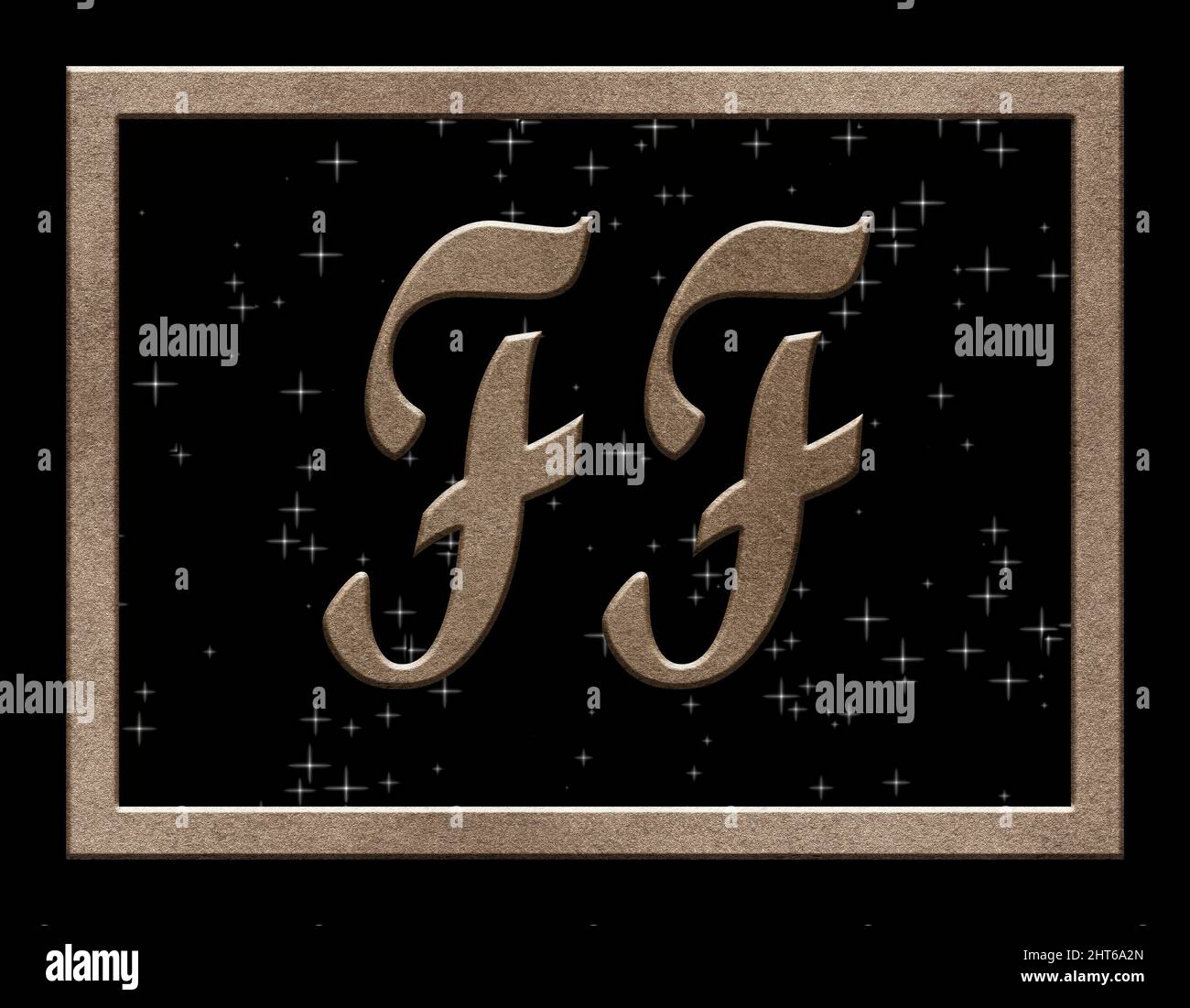 Signature with the two capital letters FF , crystal Stock Photo - Alamy