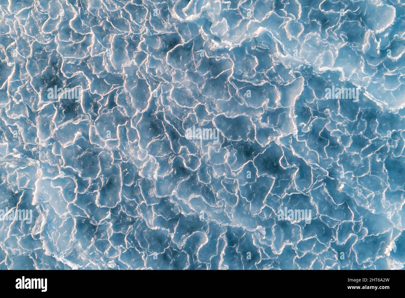 Aerial top down view of ice surface. Frozen sea surface texture Stock ...