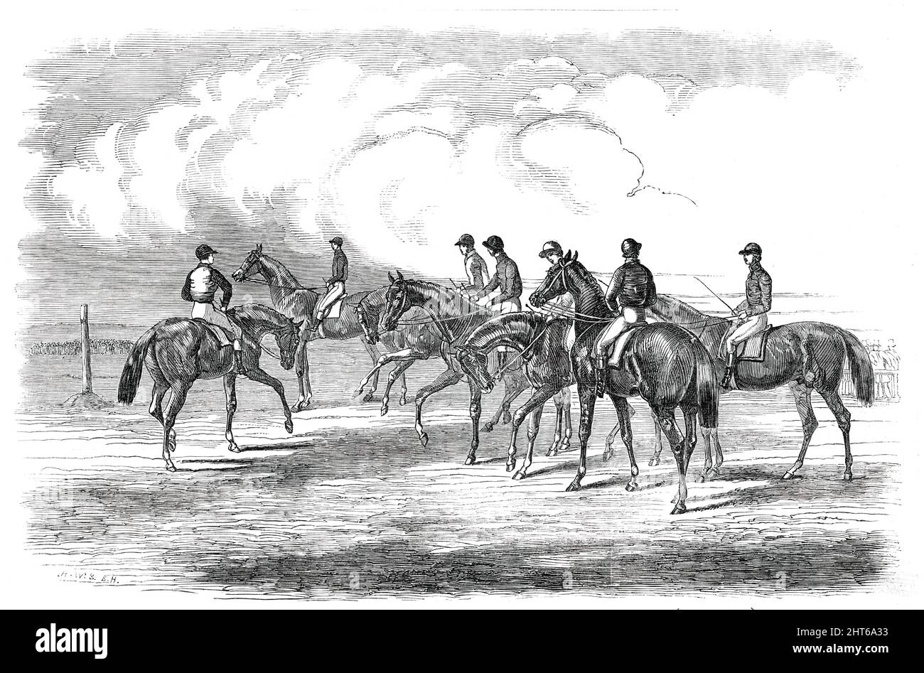 Epsom Spring Meeting - Sketch on the Downs - Preparing to Start for the ...