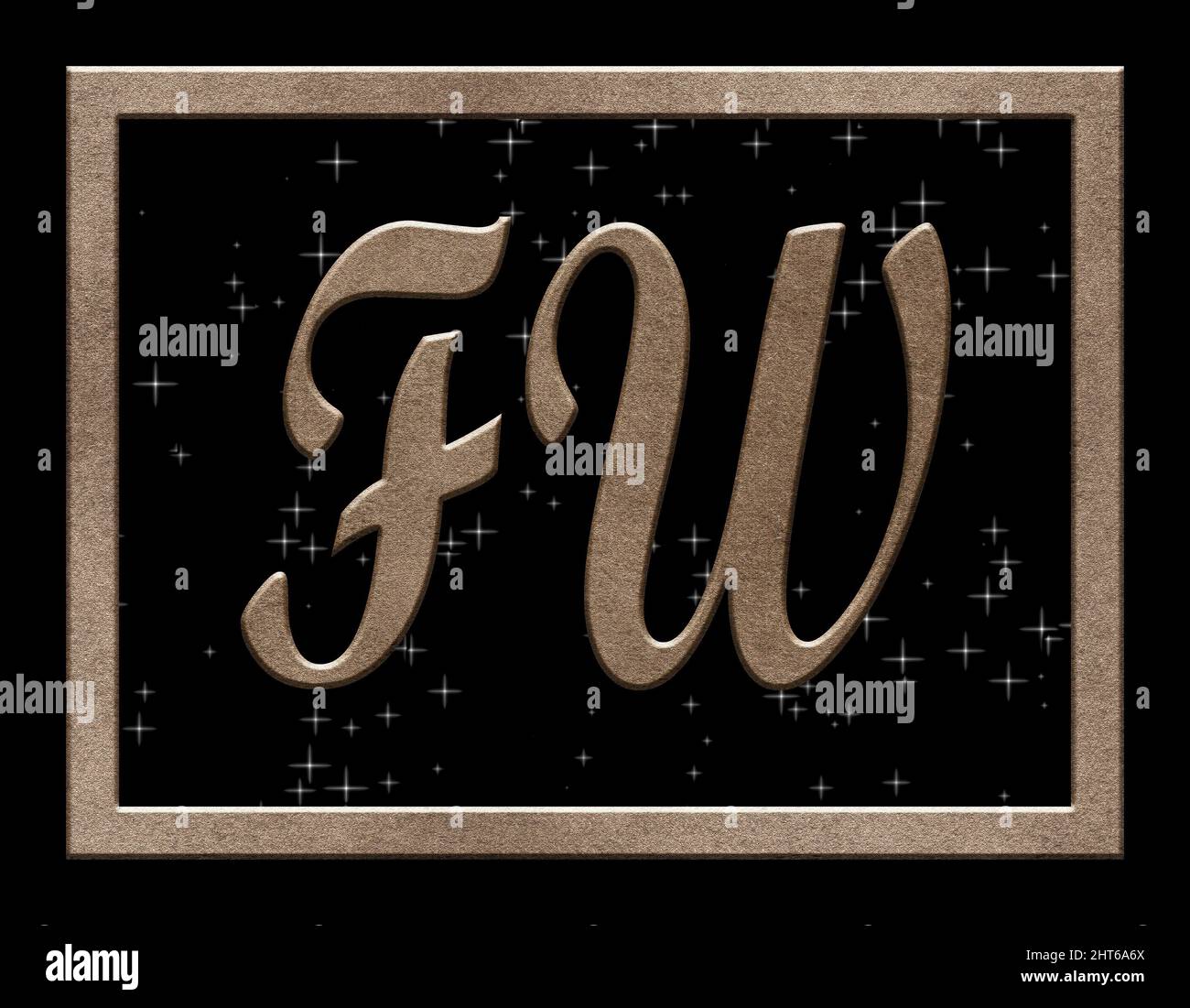 Signature with the two capital letters FW , crystal Stock Photo - Alamy