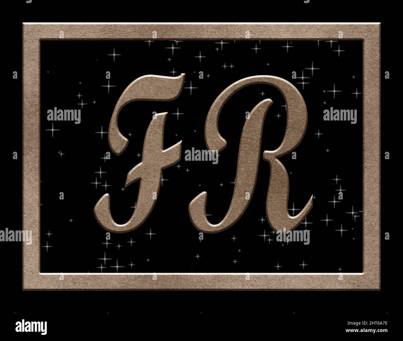 Signature with the two capital letters FR , crystal Stock Photo - Alamy