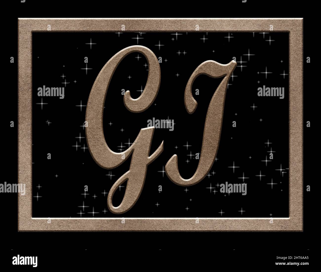 Signature with the two capital letters GI , crystal Stock Photo - Alamy