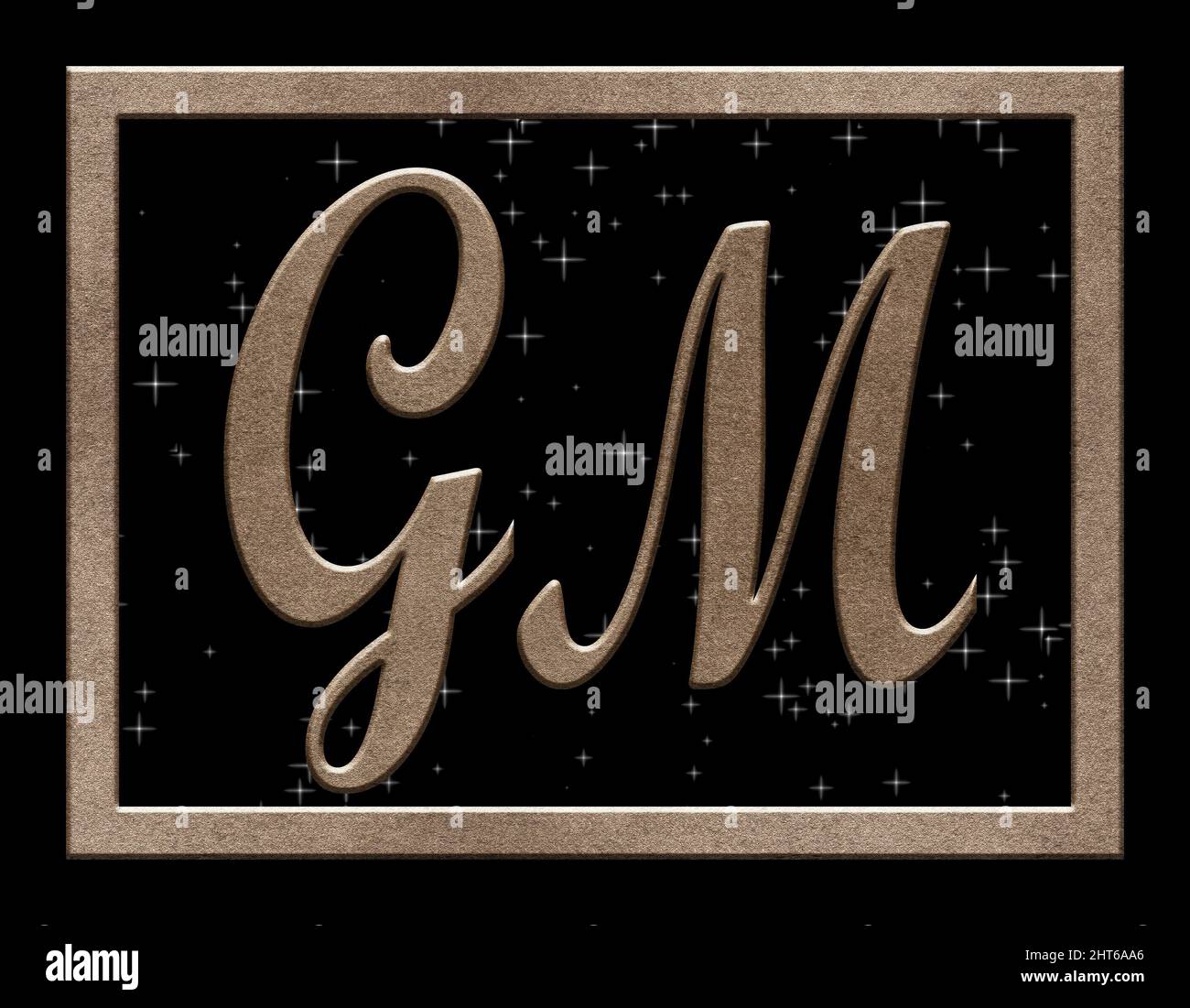 Signature with the two capital letters GM , crystal Stock Photo - Alamy