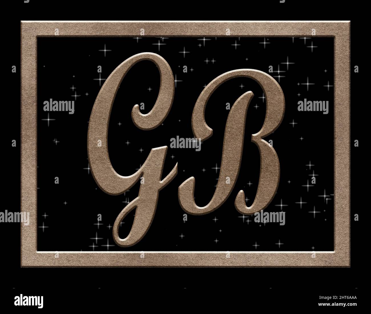 Signature with the two capital letters GB , crystal Stock Photo - Alamy