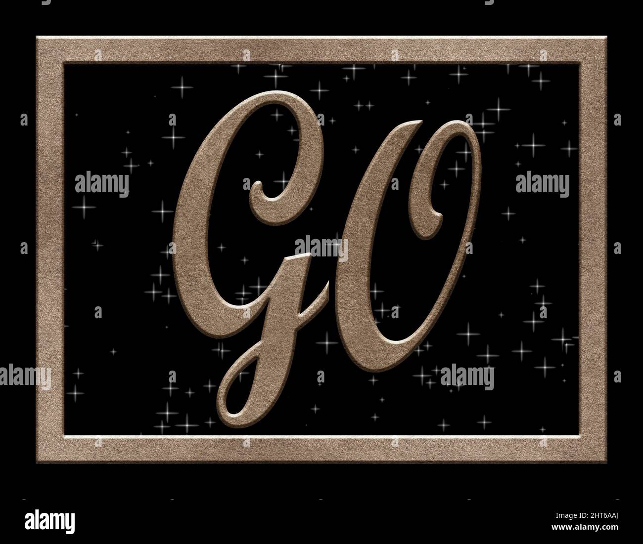 Signature with the two capital letters GO , crystal Stock Photo - Alamy