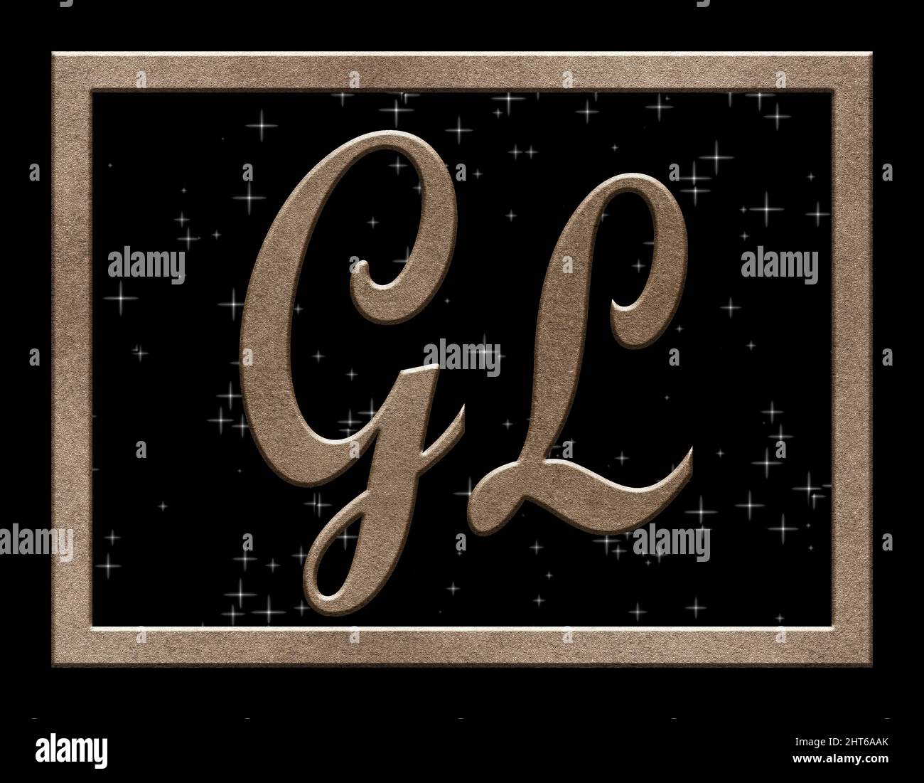 Signature with the two capital letters GL , crystal Stock Photo - Alamy