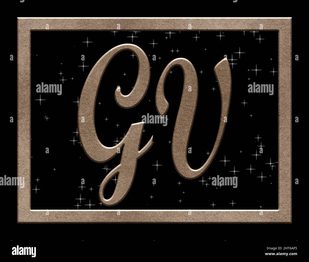 Signature with the two capital letters GV , crystal Stock Photo - Alamy