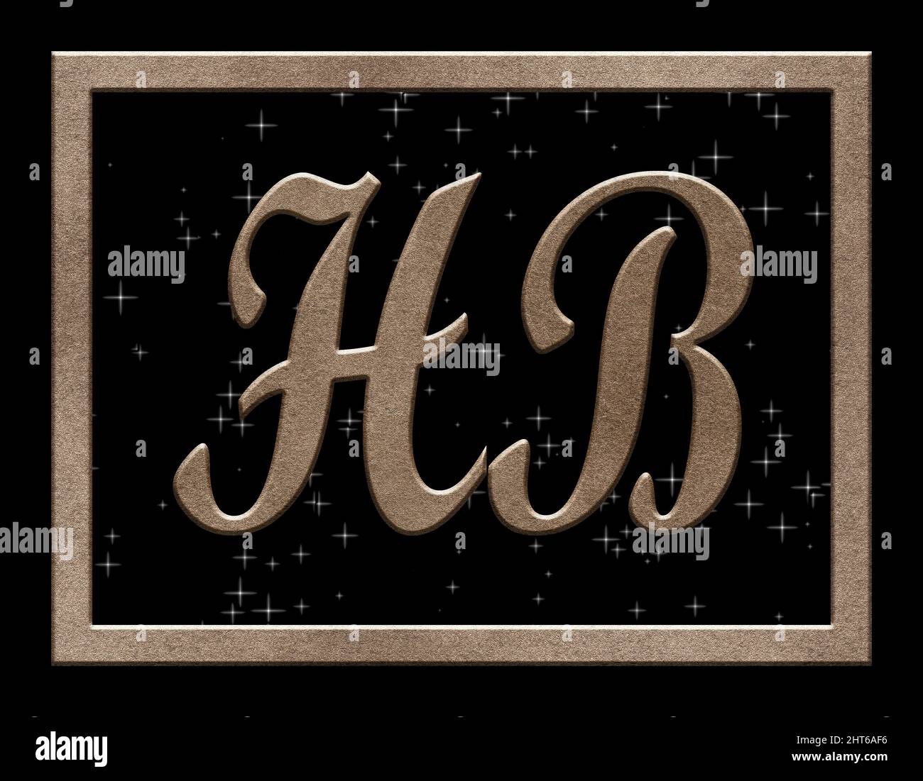 Signature with the two capital letters HB , crystal Stock Photo - Alamy