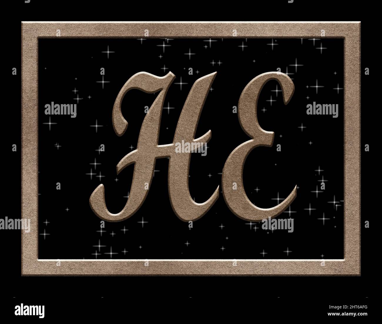 Signature with the two capital letters HE , crystal Stock Photo - Alamy