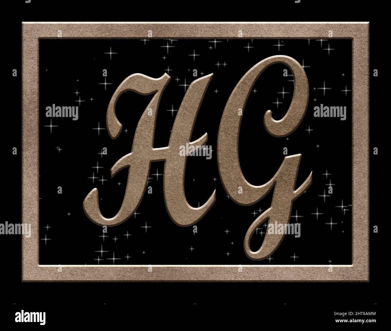 Signature with the two capital letters HG , crystal Stock Photo - Alamy
