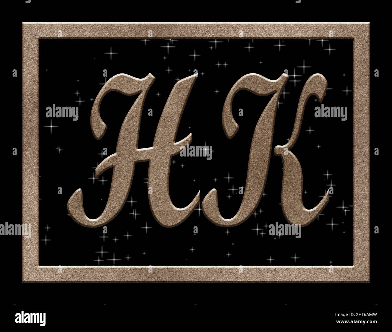 Signature with the two capital letters HK , crystal Stock Photo - Alamy