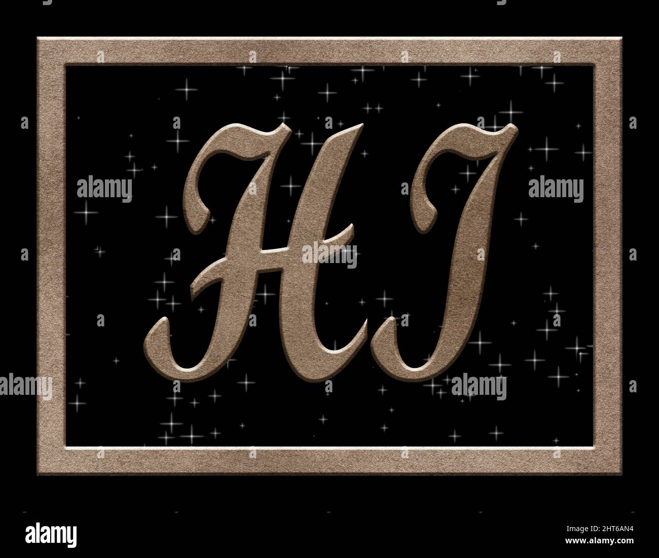 Signature with the two capital letters HI , crystal Stock Photo - Alamy