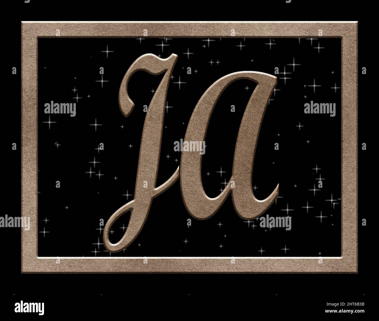 Signature with the two capital letters JA , crystal Stock Photo - Alamy