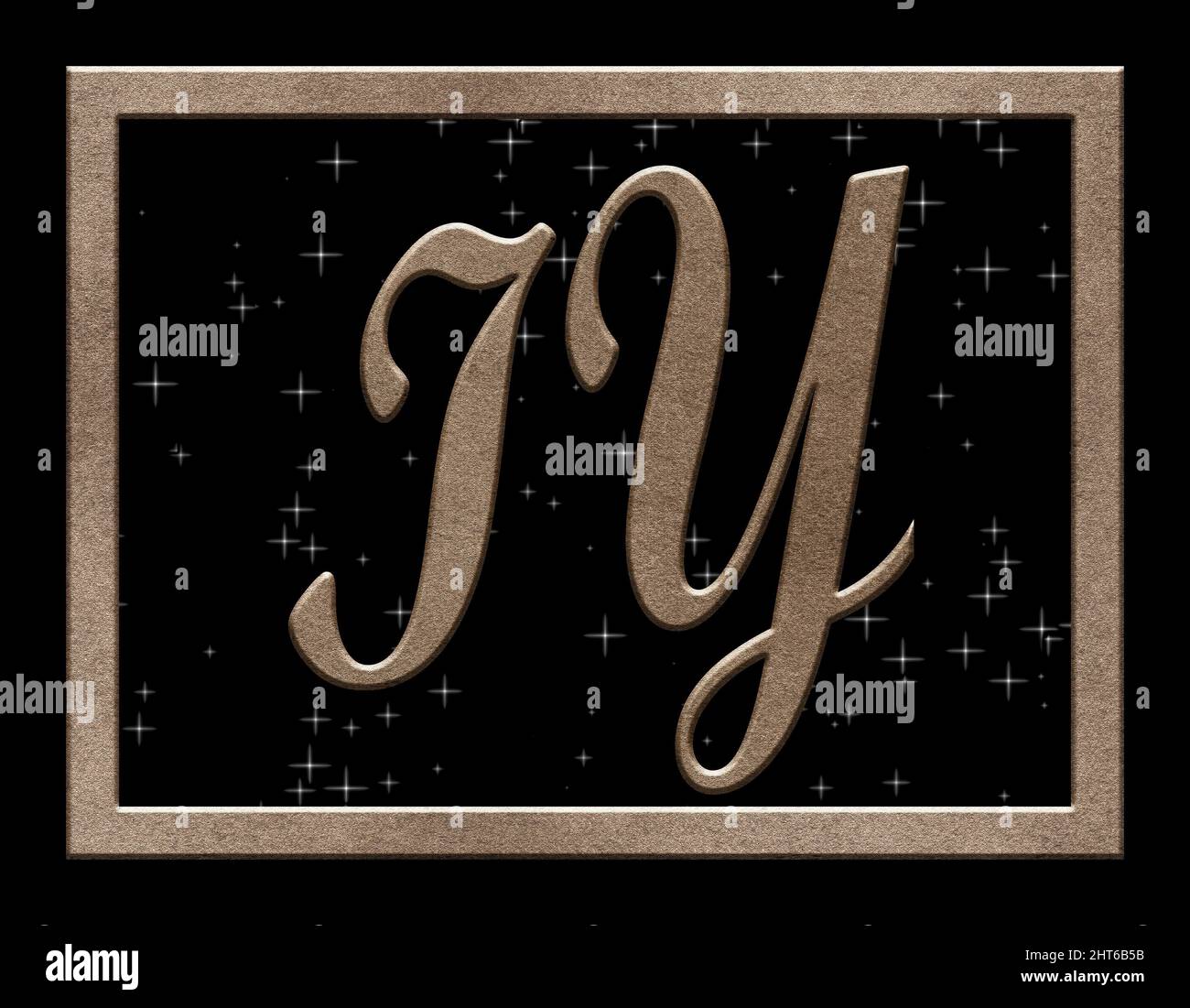 Signature with the two capital letters IY , crystal Stock Photo - Alamy