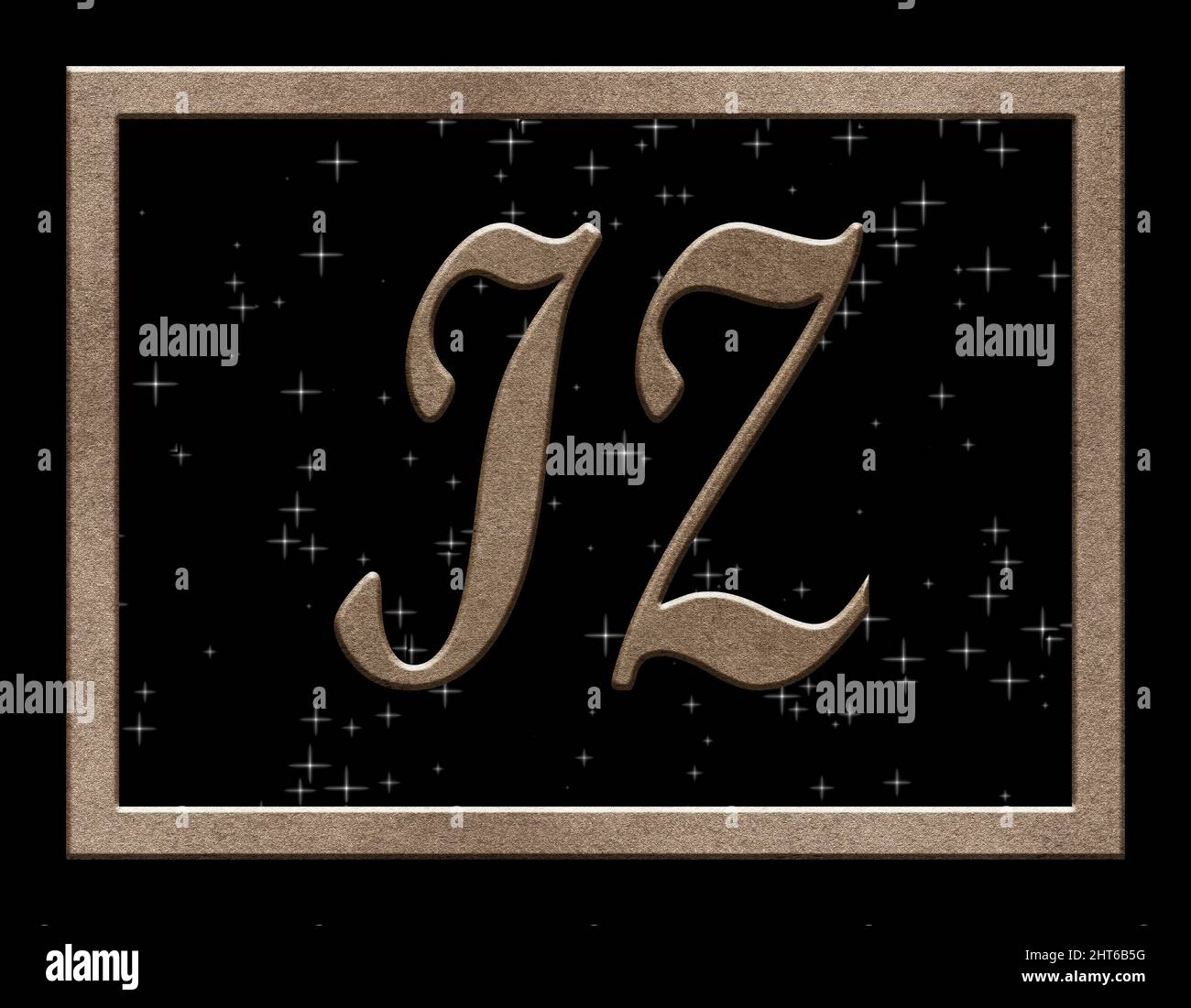 Signature with the two capital letters IZ , crystal Stock Photo - Alamy