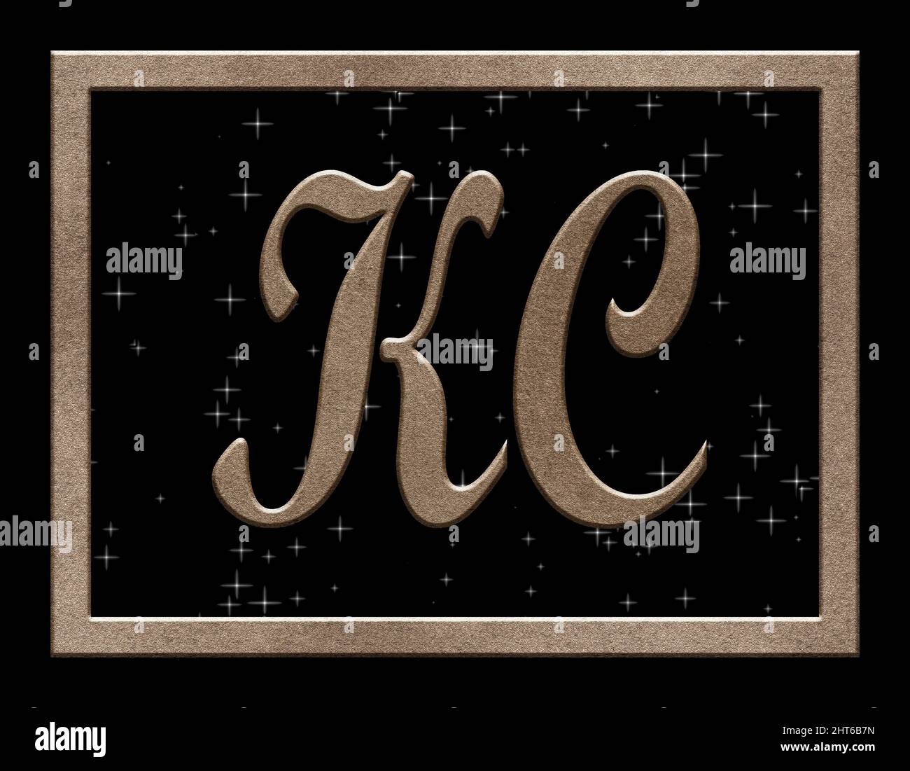 Signature with the two capital letters KC , crystal Stock Photo - Alamy