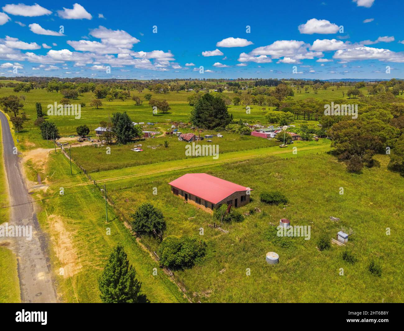 An aerial view of the town of Red Range, New South Wales, Australia ...