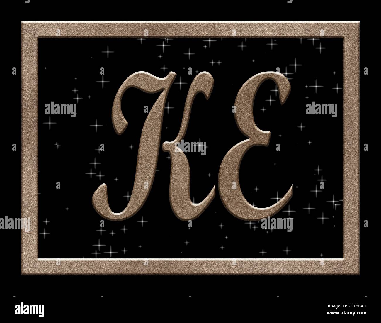 Signature with the two capital letters KE , crystal Stock Photo - Alamy