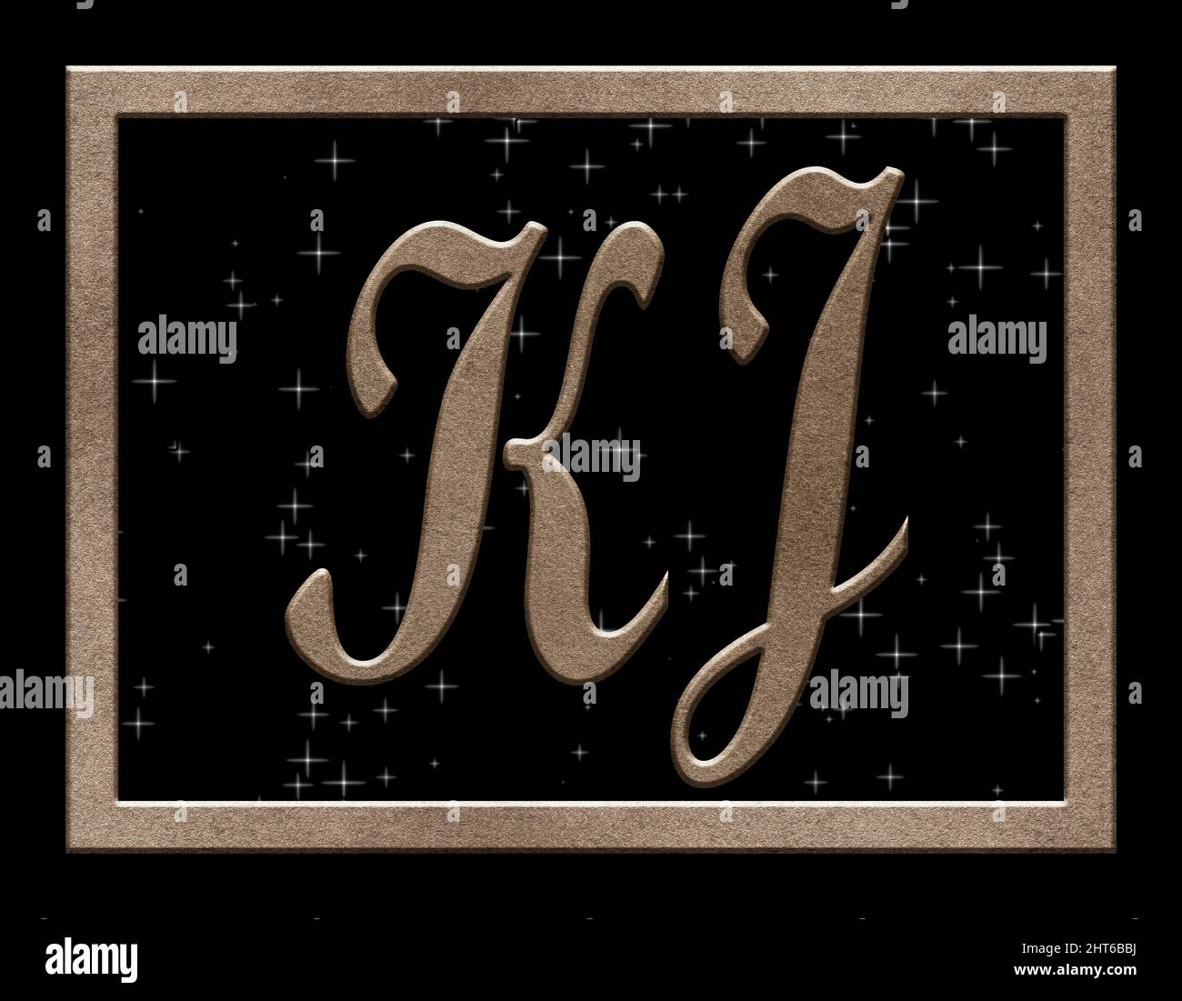 Signature with the two capital letters KJ , crystal Stock Photo - Alamy