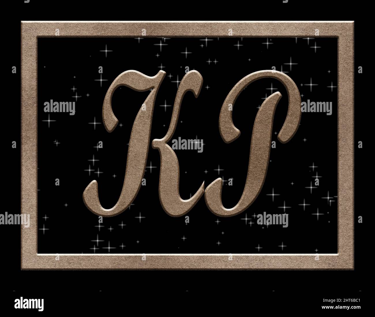 Signature with the two capital letters KP , crystal Stock Photo - Alamy