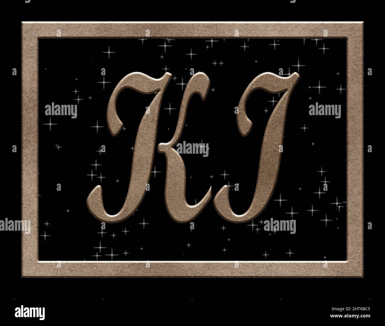 Signature with the two capital letters KI , crystal Stock Photo - Alamy