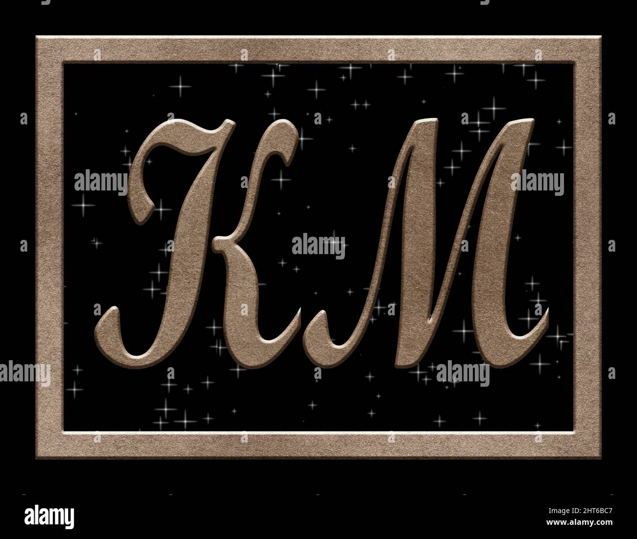 Signature with the two capital letters KM , crystal Stock Photo - Alamy