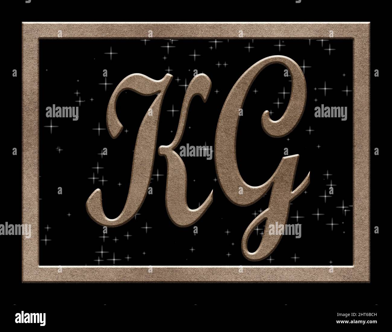 Signature with the two capital letters KG , crystal Stock Photo - Alamy