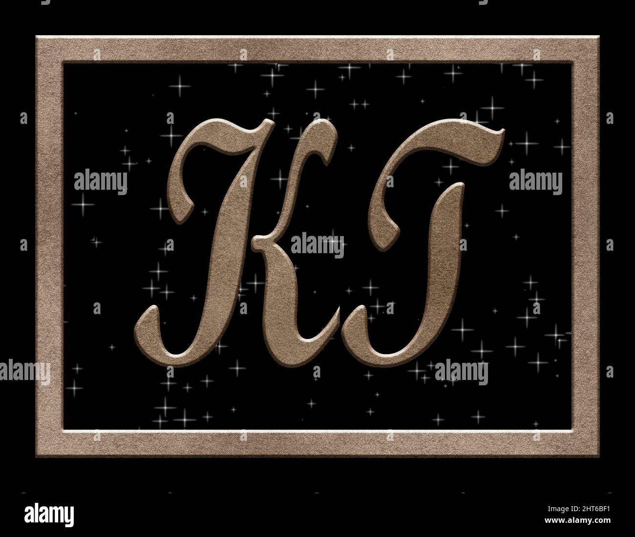 Signature with the two capital letters KT , crystal Stock Photo - Alamy