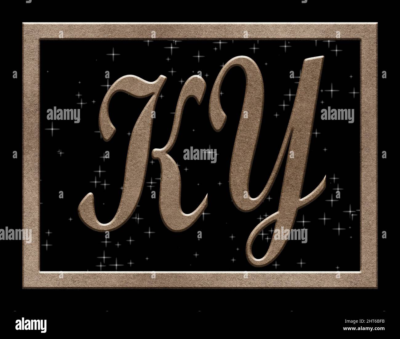 Signature with the two capital letters KY , crystal Stock Photo - Alamy