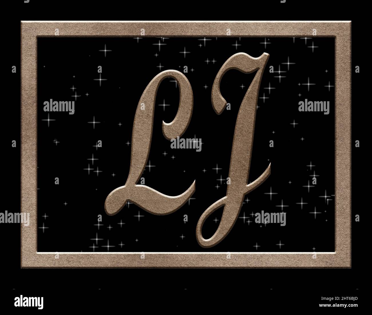 Signature with the two capital letters LJ , crystal Stock Photo - Alamy