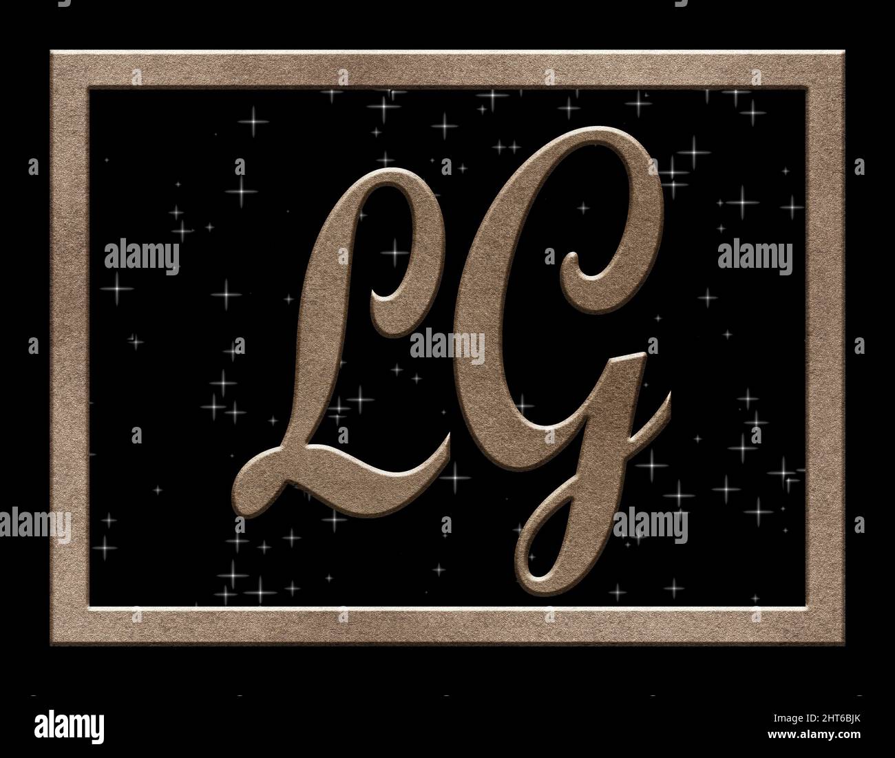 Signature with the two capital letters LG , crystal Stock Photo - Alamy