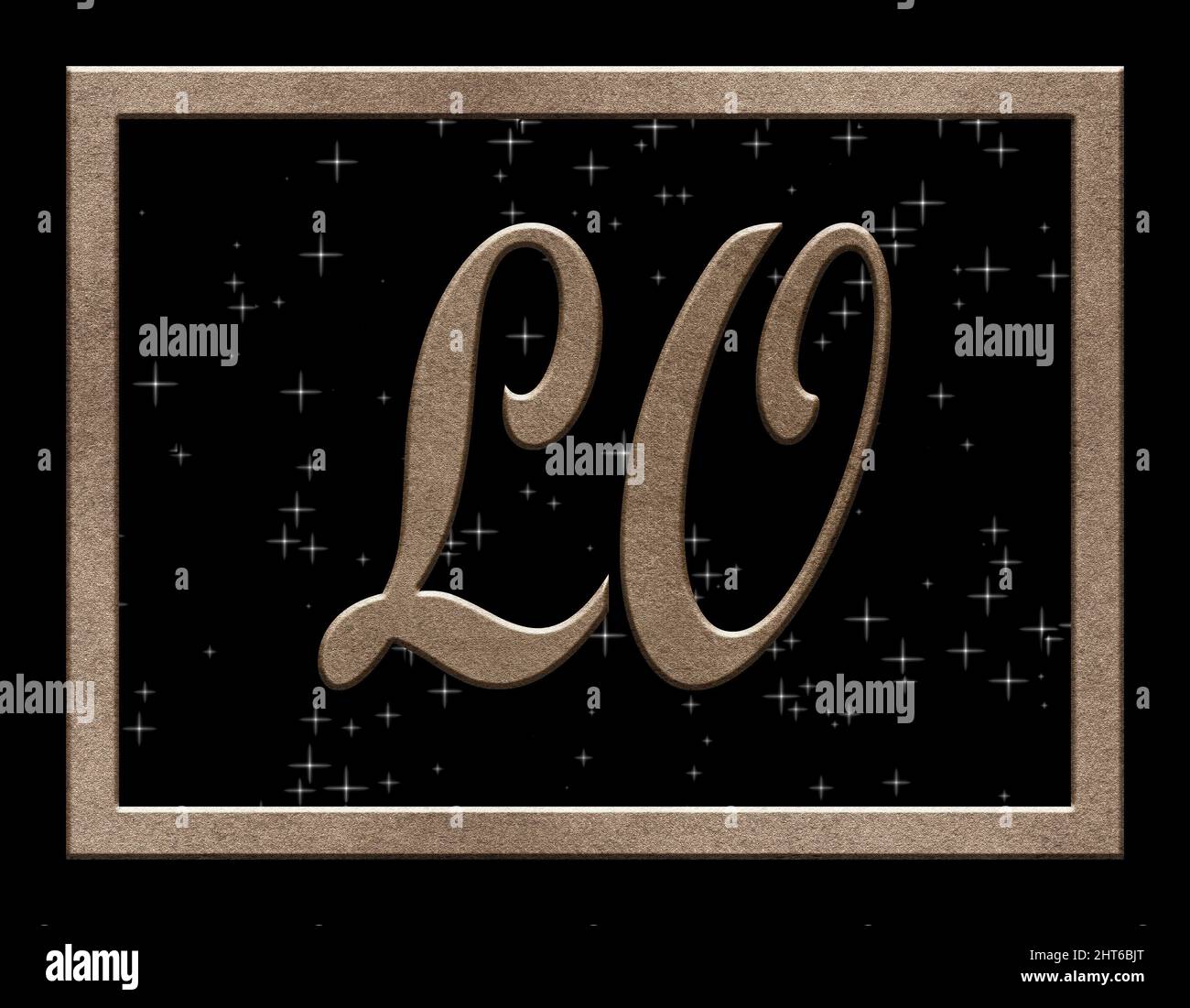 Signature with the two capital letters LO , crystal Stock Photo - Alamy