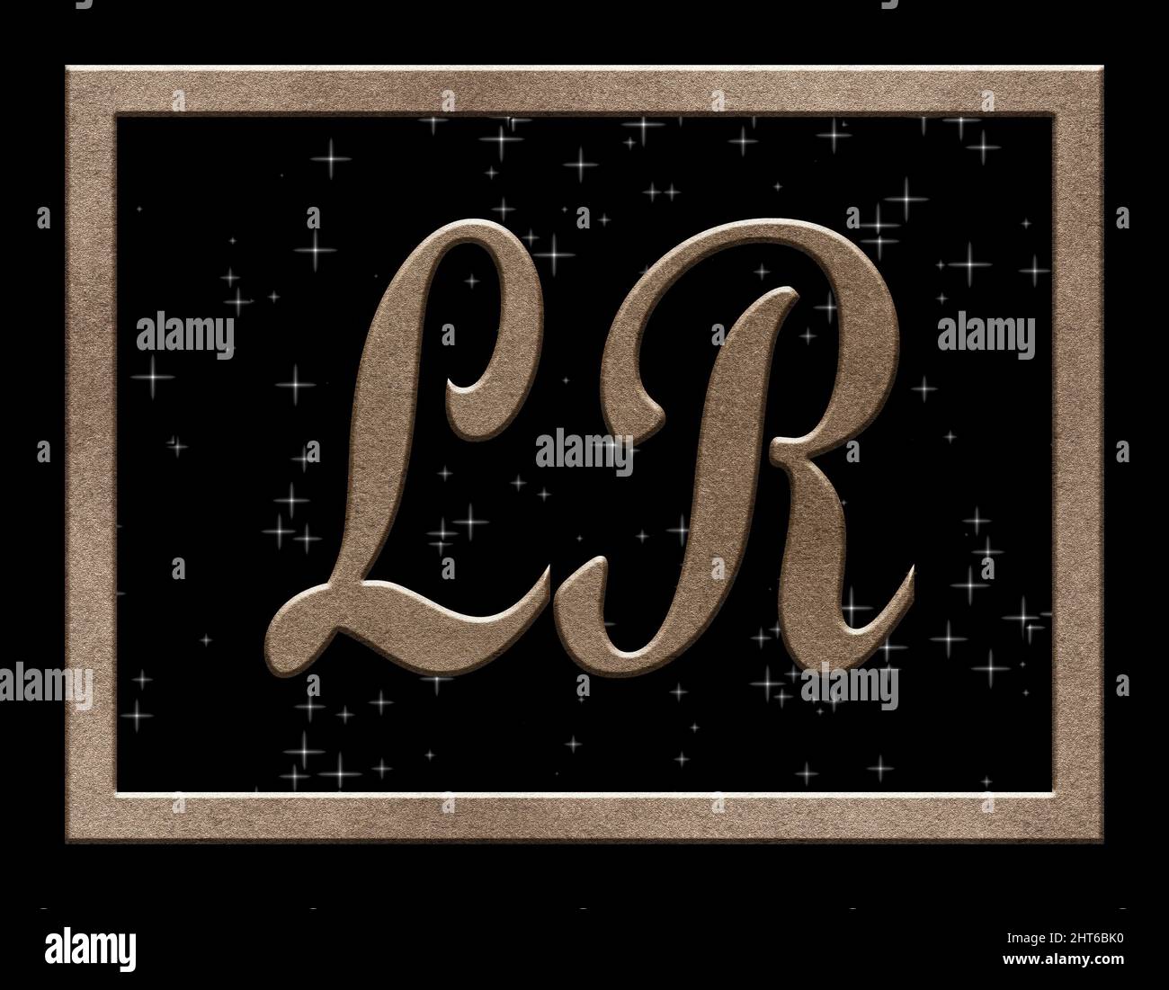 Signature with the two capital letters LR , crystal Stock Photo - Alamy