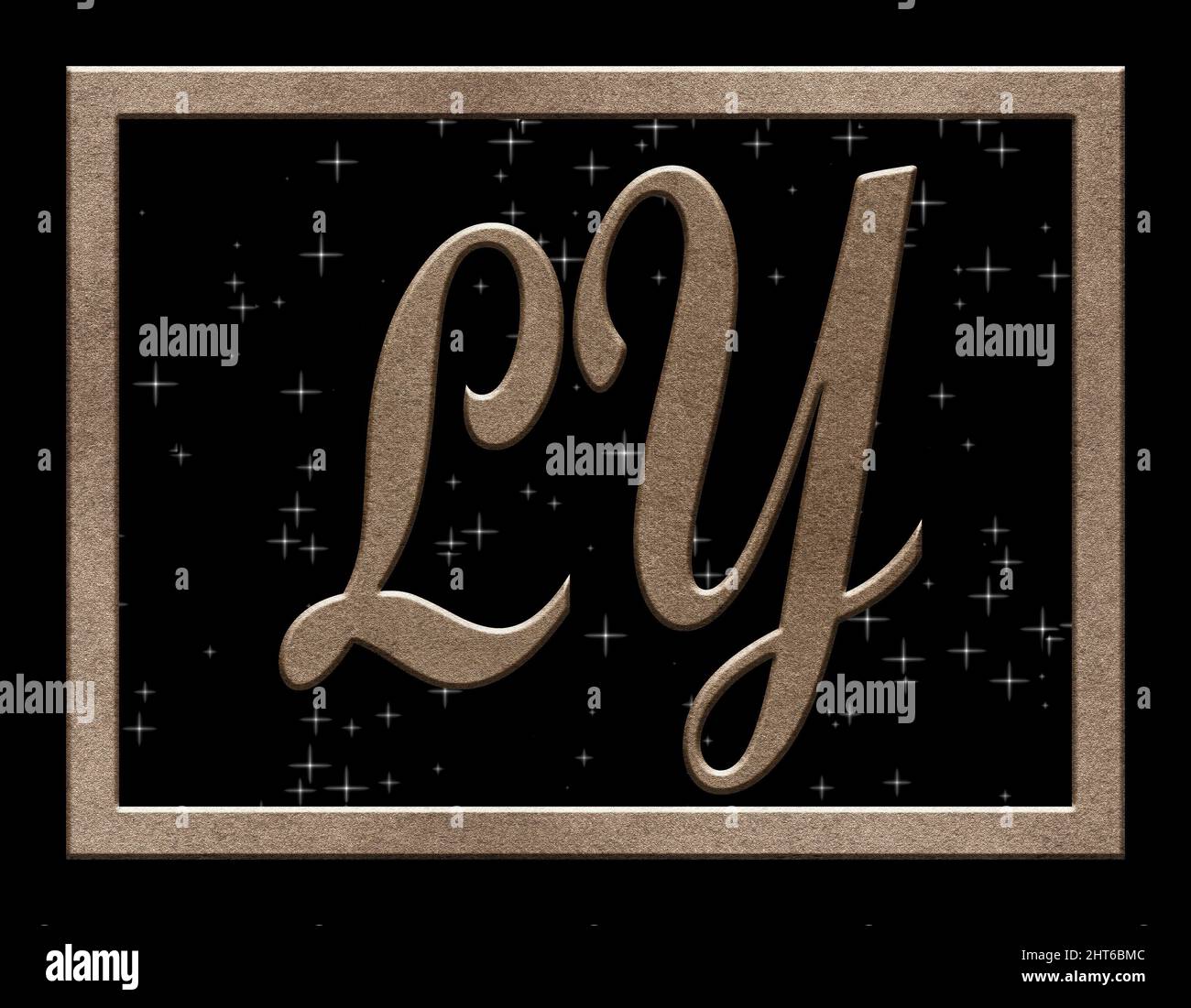 Signature with the two capital letters LY , crystal Stock Photo - Alamy