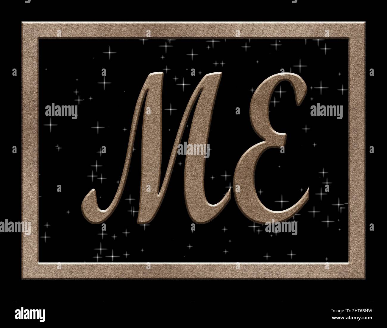 Signature with the two capital letters ME , crystal Stock Photo - Alamy