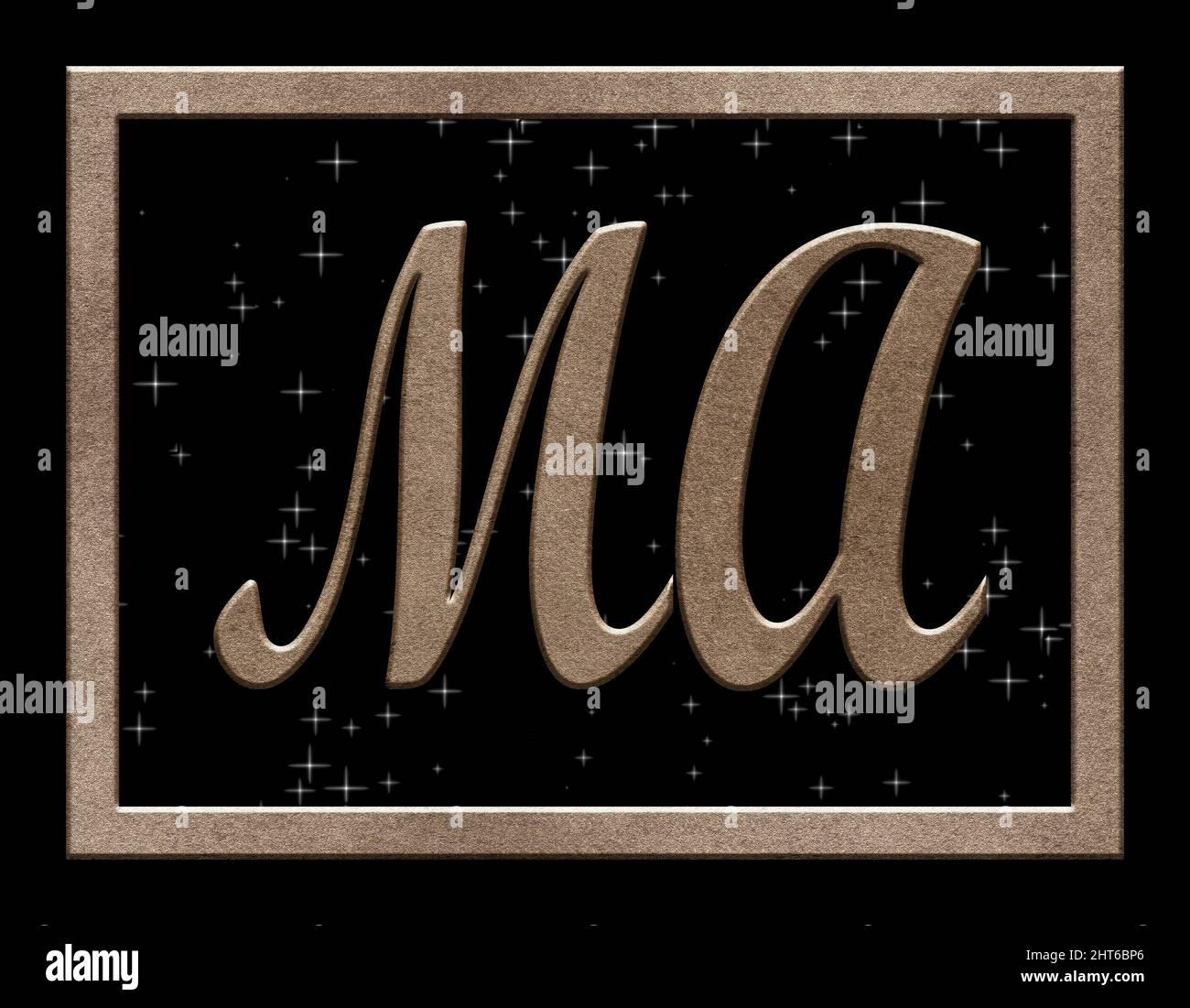 Signature with the two capital letters MA , crystal Stock Photo - Alamy
