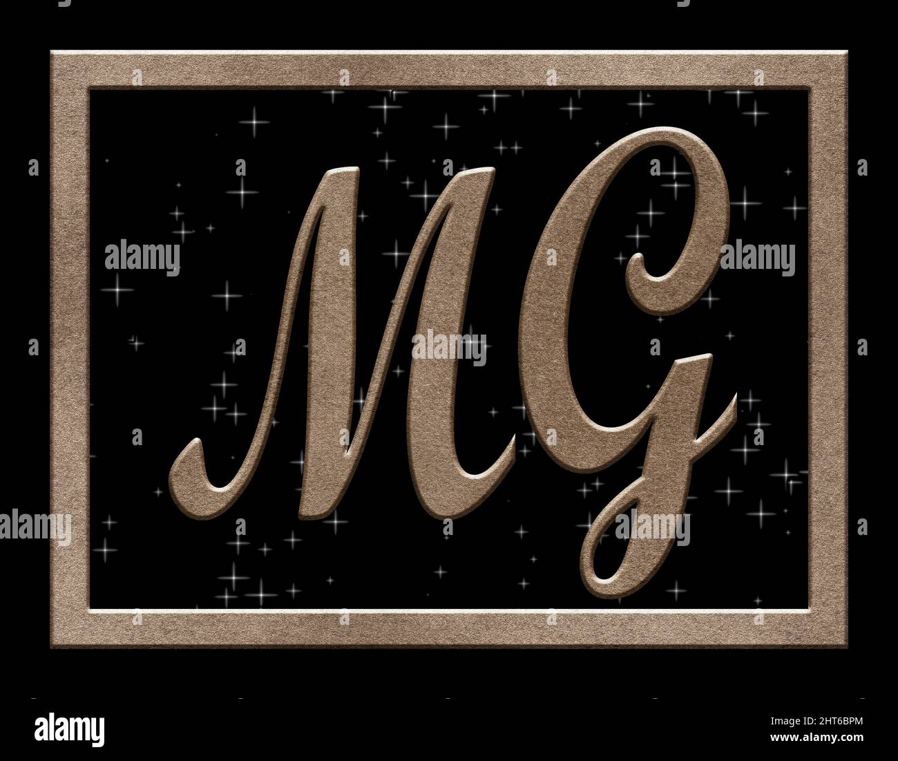 Signature with the two capital letters MG , crystal Stock Photo - Alamy