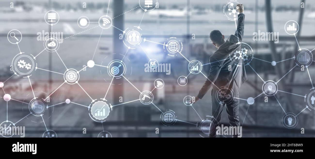 Workflow organisation structure on virtual screen. Business structure ...